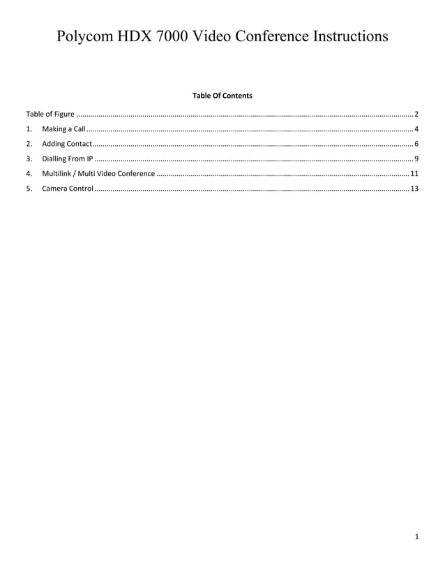 Polycom HDX 7000 Video Conference Instructions | PDF