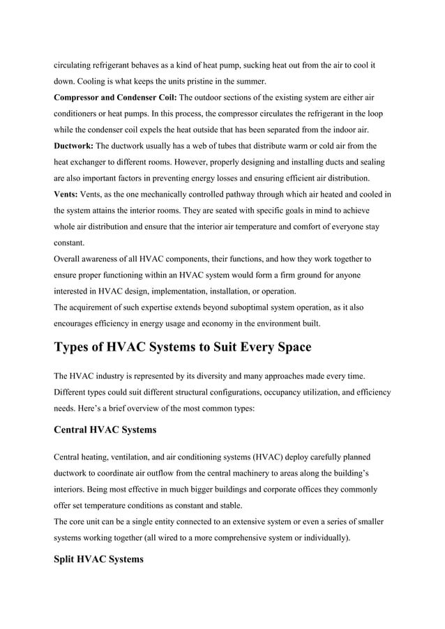Guide HVAC Systems: Basics, How They Work, and HVAC Types | PDF