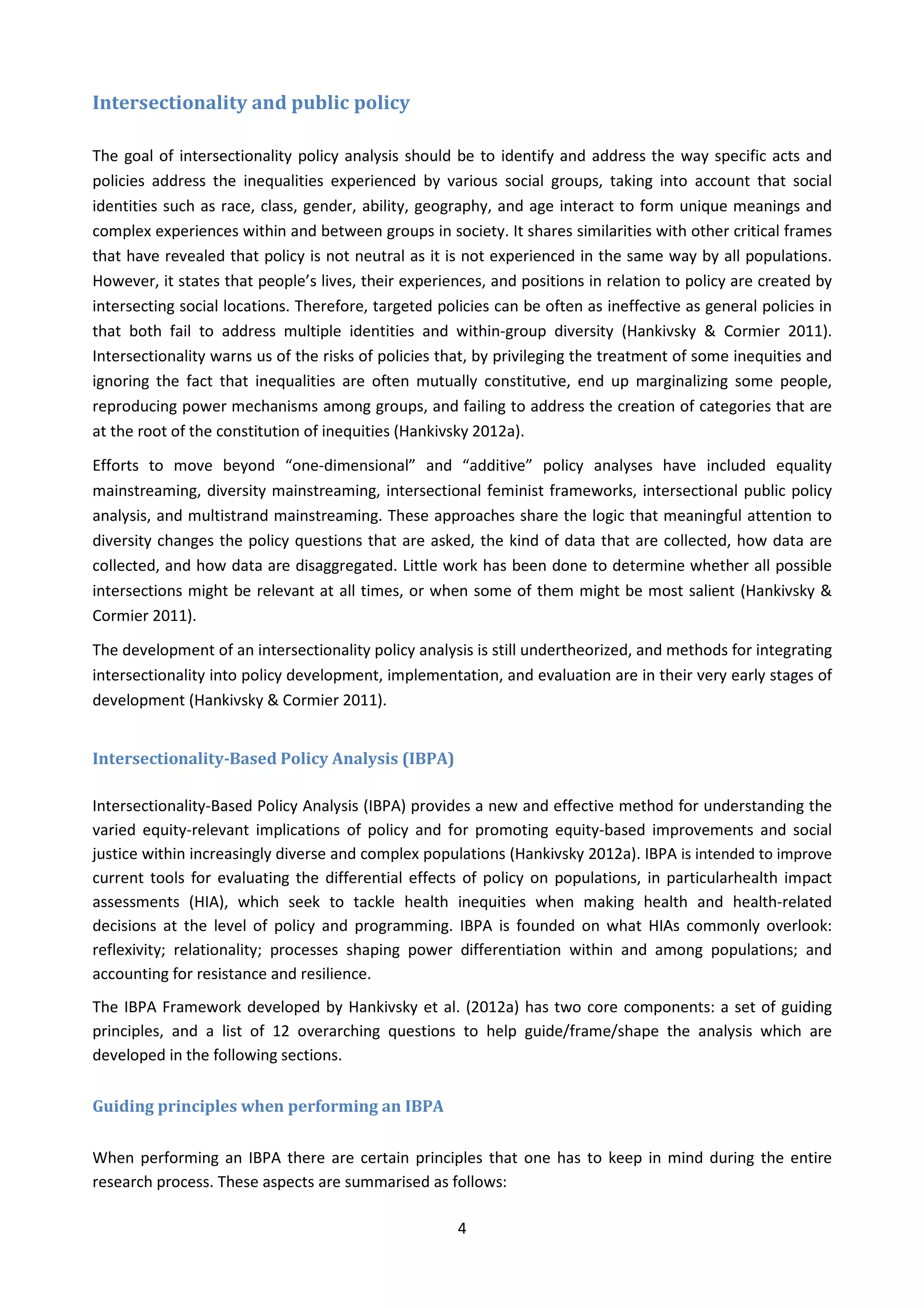 Incorporating Intersectionality in Evaluation of Policy Impacts on ...