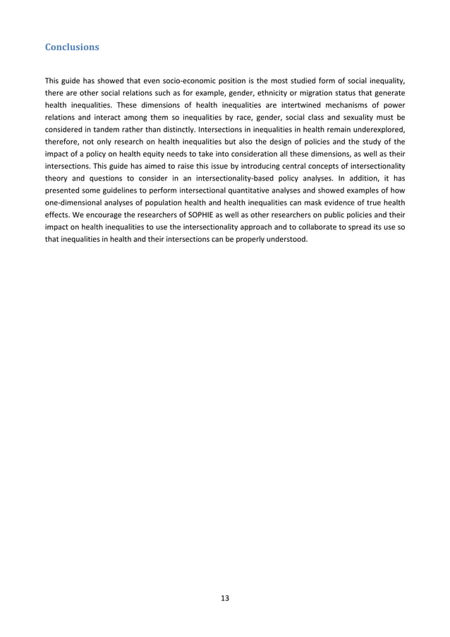 Incorporating Intersectionality in Evaluation of Policy Impacts on Health Equity. A quick guide ...