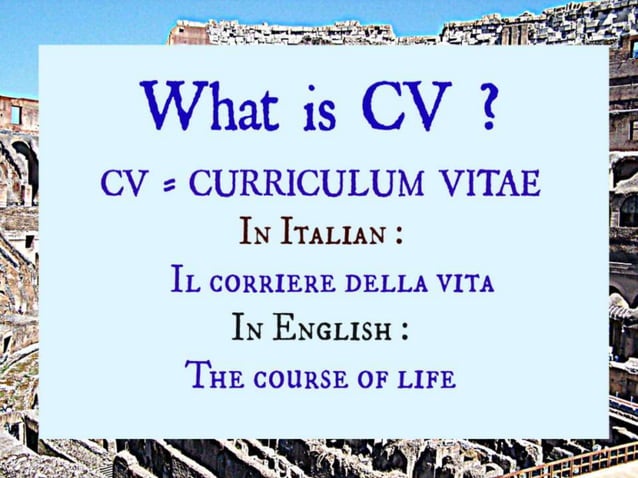 COMPLETE GUIDE : Your Italian CV | PPTX