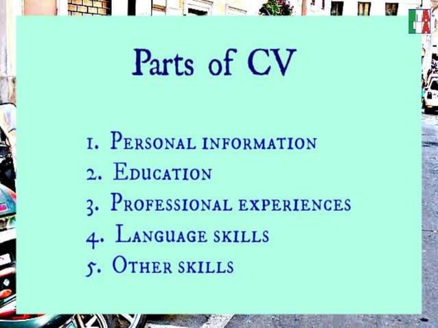 COMPLETE GUIDE : Your Italian CV | PPTX