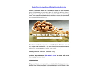 Guide Know the Importance of Eating Almonds Every Day | PPT