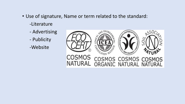 review of guidelines for herbal cosmetics by private bodies like cosmos ...