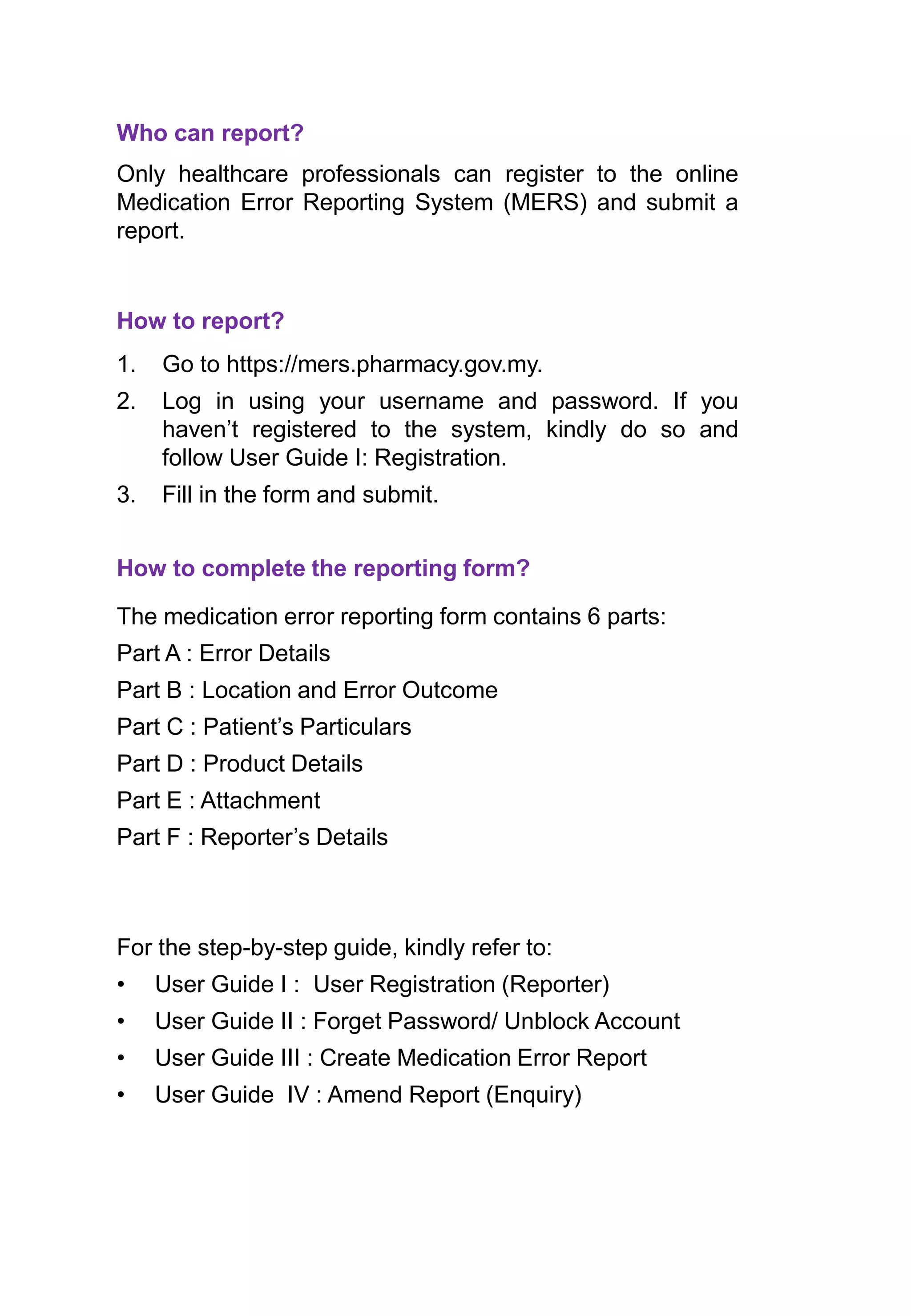 guideline medication error reporting system | PDF
