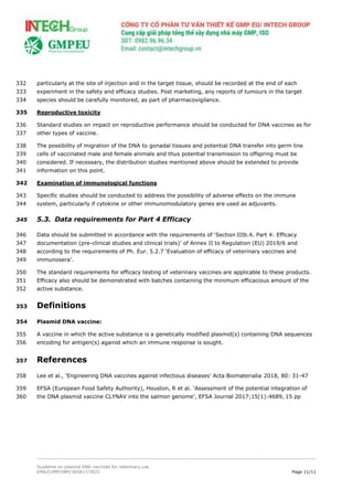 Guideline on plasmid DNA vaccines for veterinary use - Draft | PDF