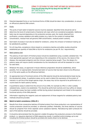 Guideline on plasmid DNA vaccines for veterinary use - Draft | PDF