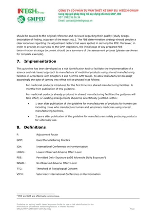 Guideline on setting health based exposure limits for use in risk ...