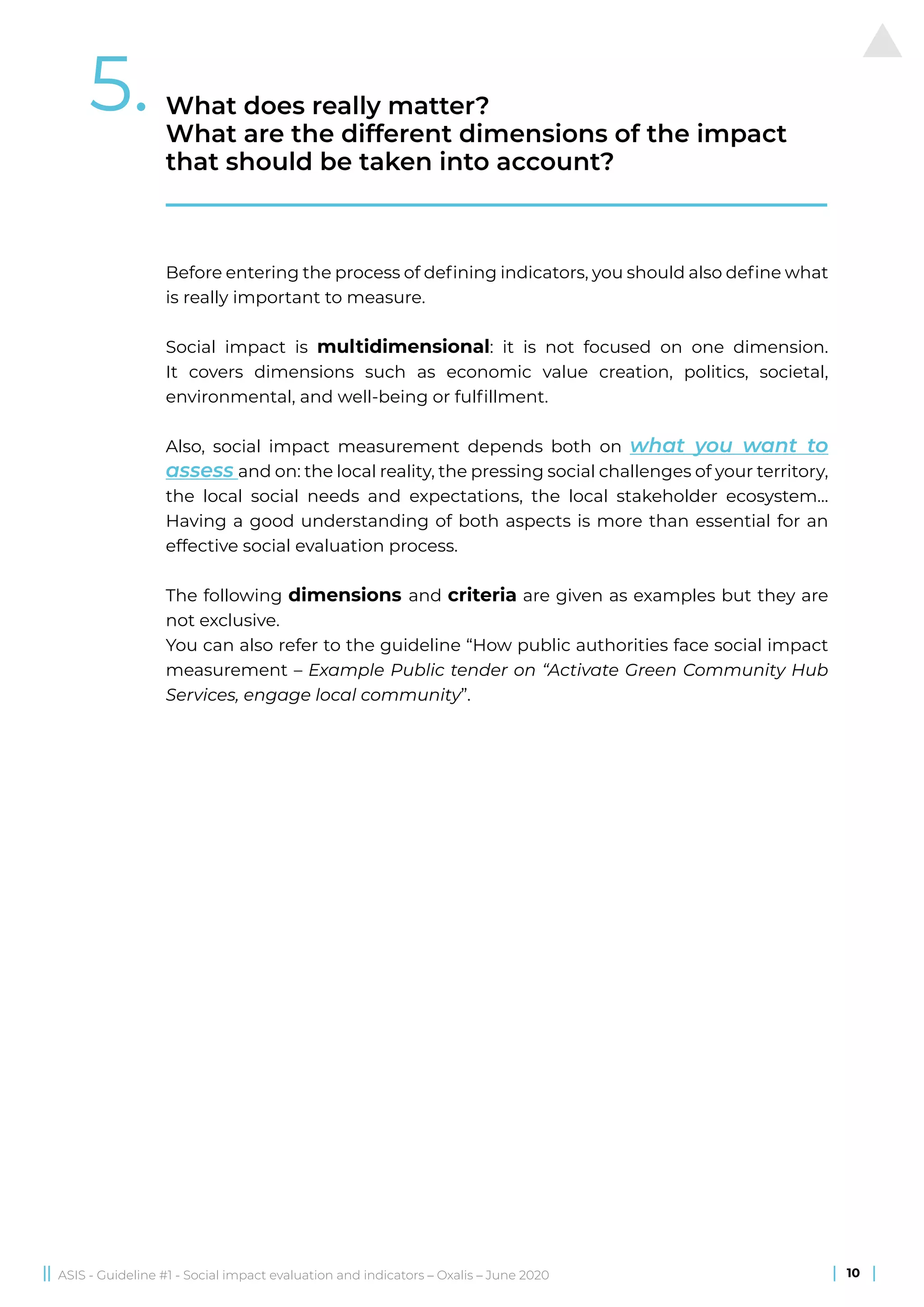 GUIDELINE: SOCIAL IMPACT EVALUATION AND INDICATORS | PDF