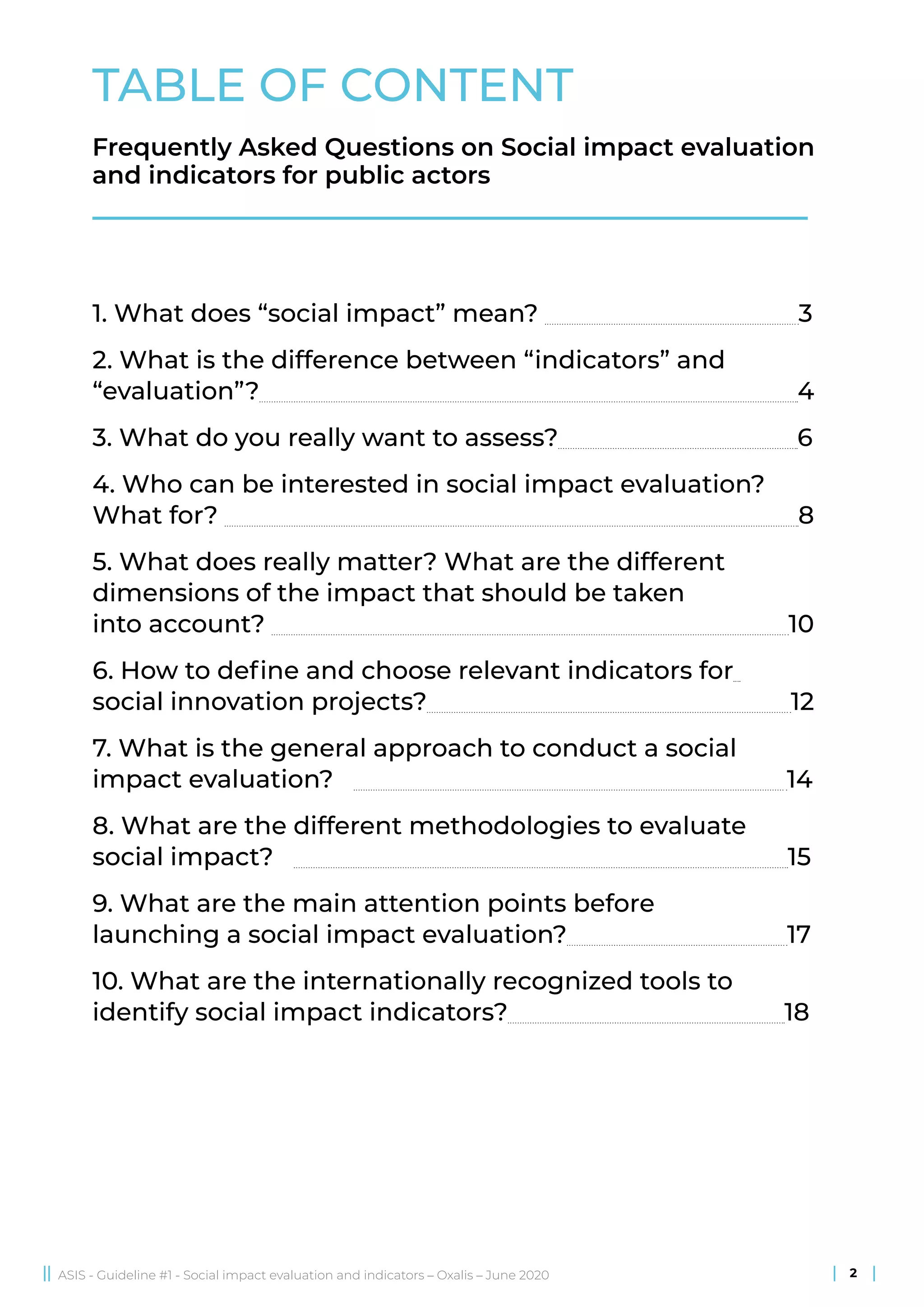 GUIDELINE: SOCIAL IMPACT EVALUATION AND INDICATORS | PDF