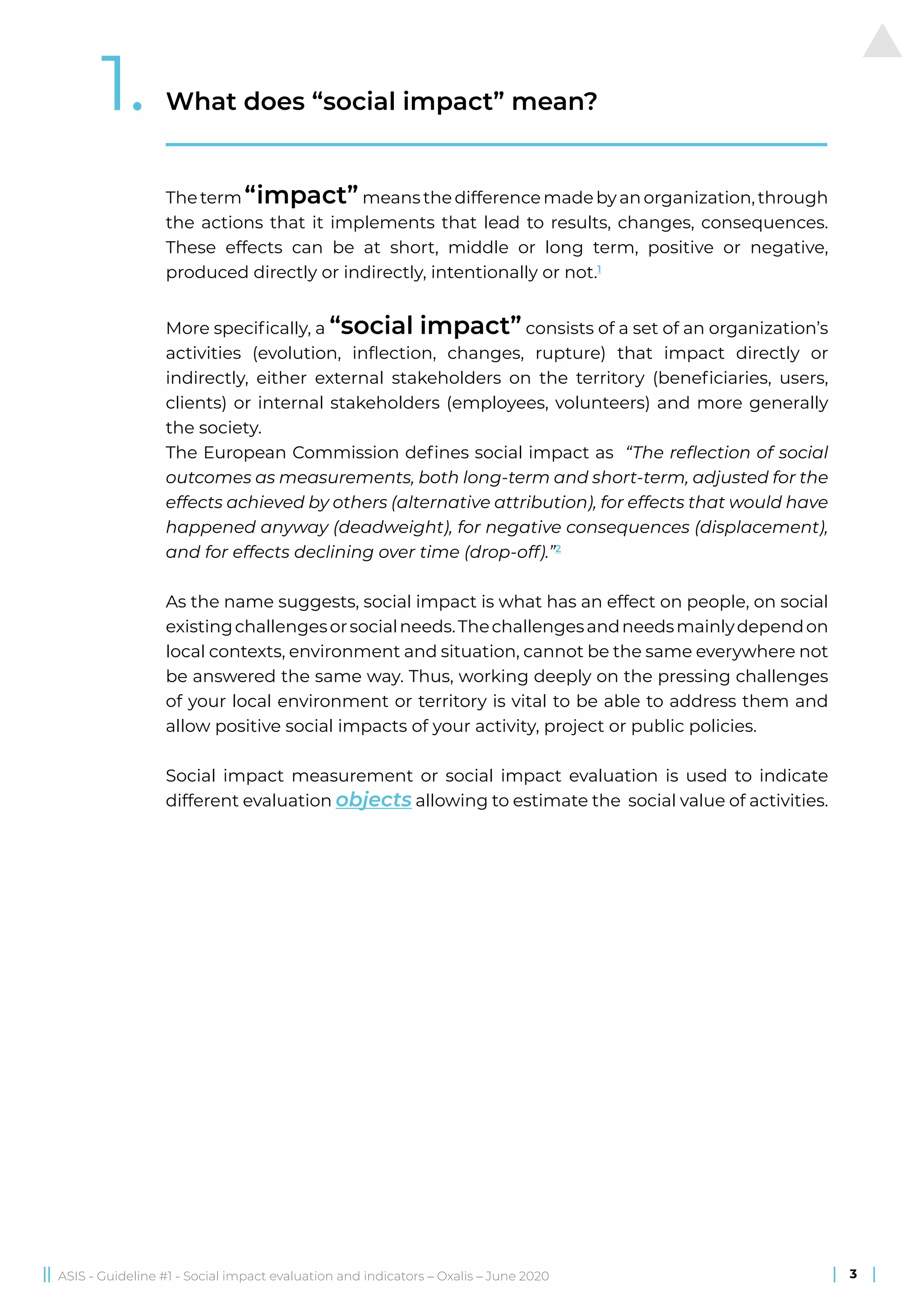 GUIDELINE: SOCIAL IMPACT EVALUATION AND INDICATORS | PDF