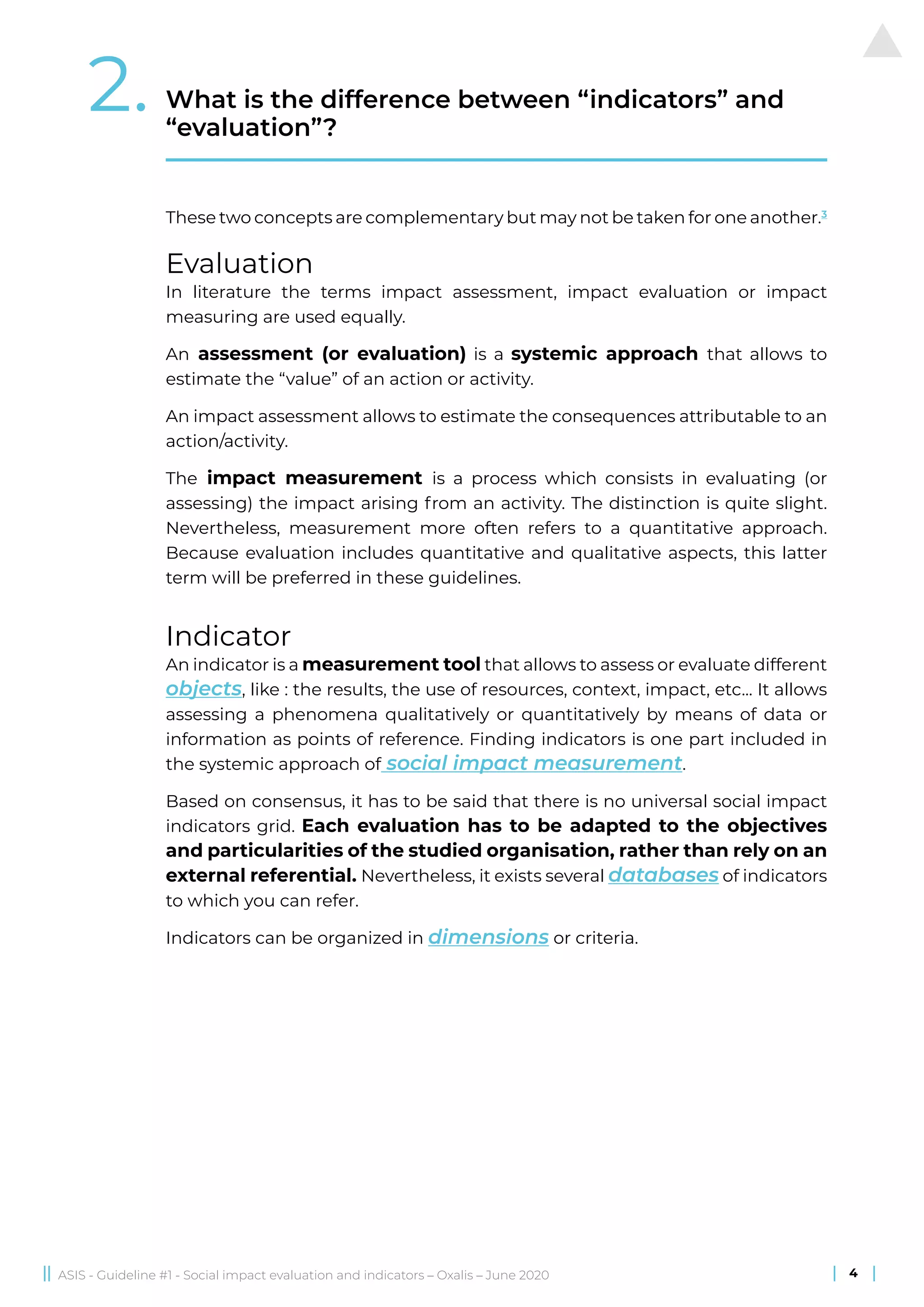 GUIDELINE: SOCIAL IMPACT EVALUATION AND INDICATORS | PDF