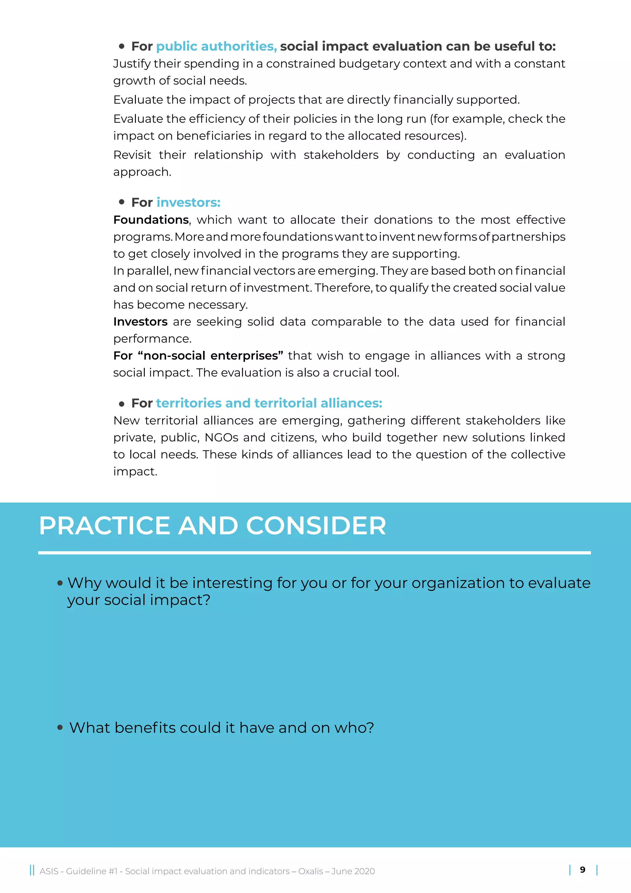 GUIDELINE: SOCIAL IMPACT EVALUATION AND INDICATORS | PDF