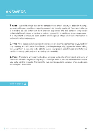 GUIDELINE: SOCIAL IMPACT EVALUATION AND INDICATORS | PDF