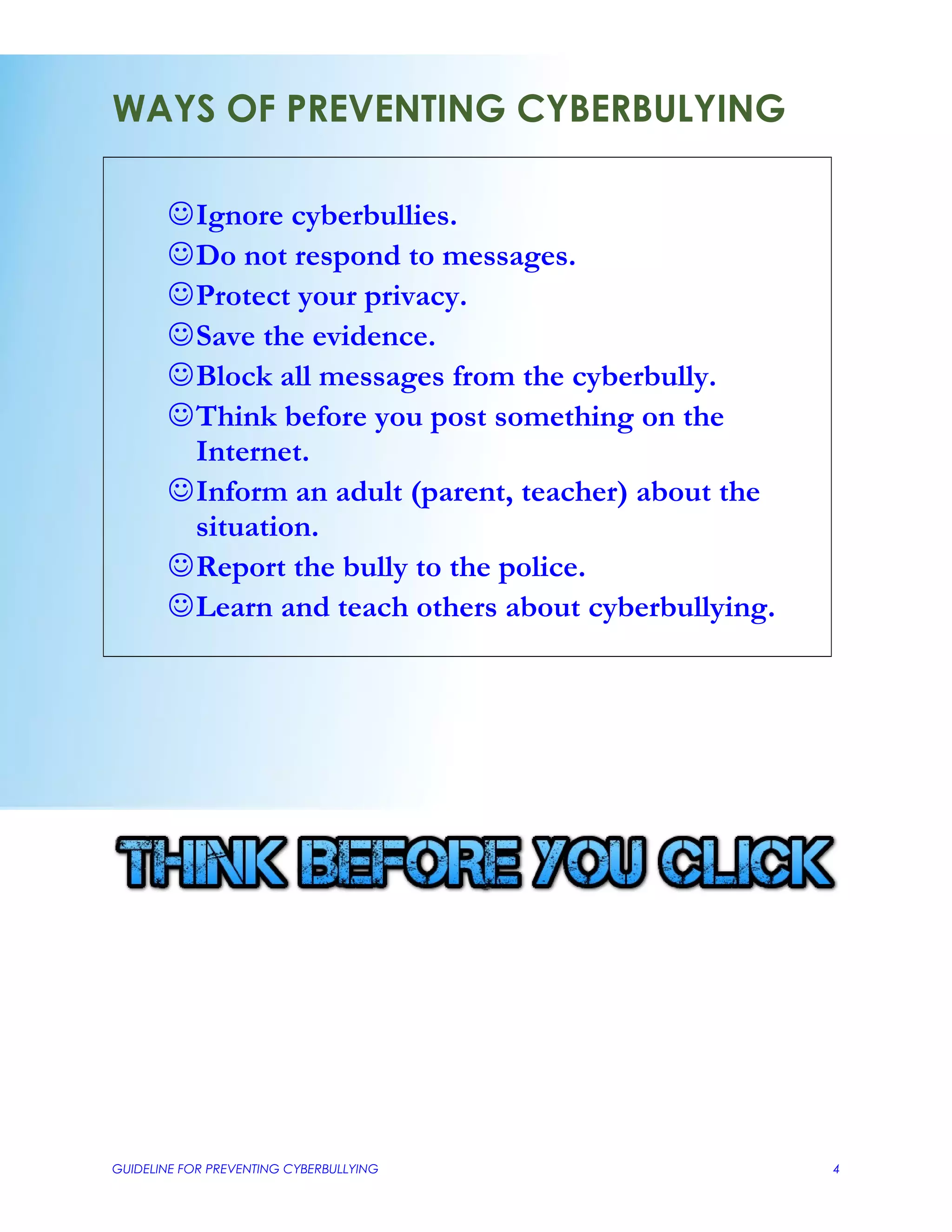 Guideline for preventing cyberbullying | PDF