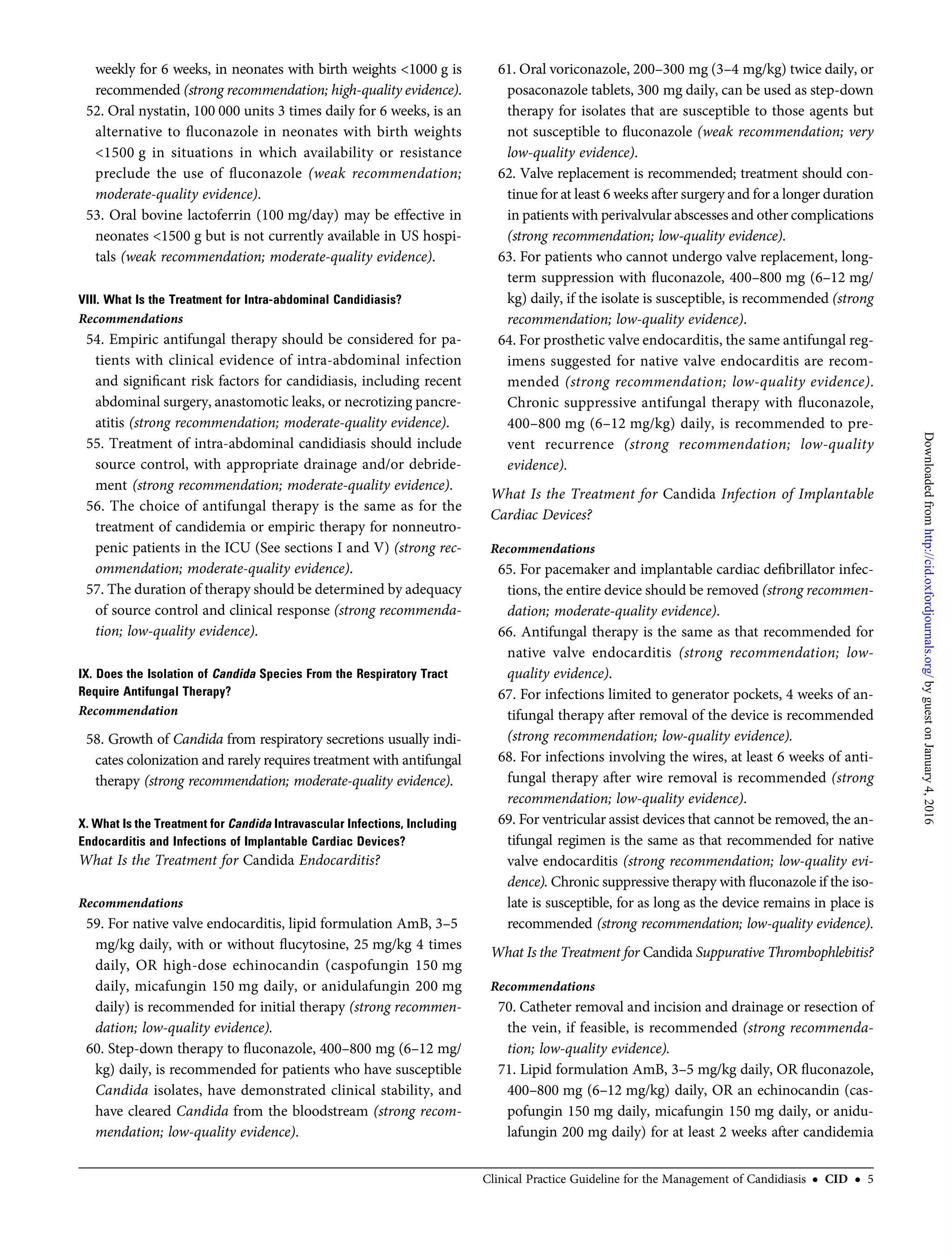 Guideline candidiasis 2016 idsa | PDF