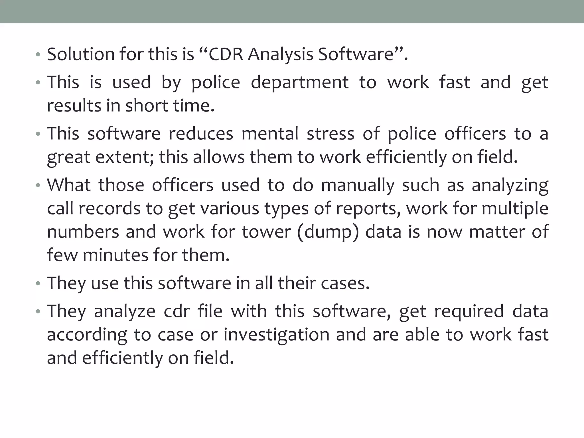 Guideline for Call Data Record Analysis by Raghu Khimani | PPTX