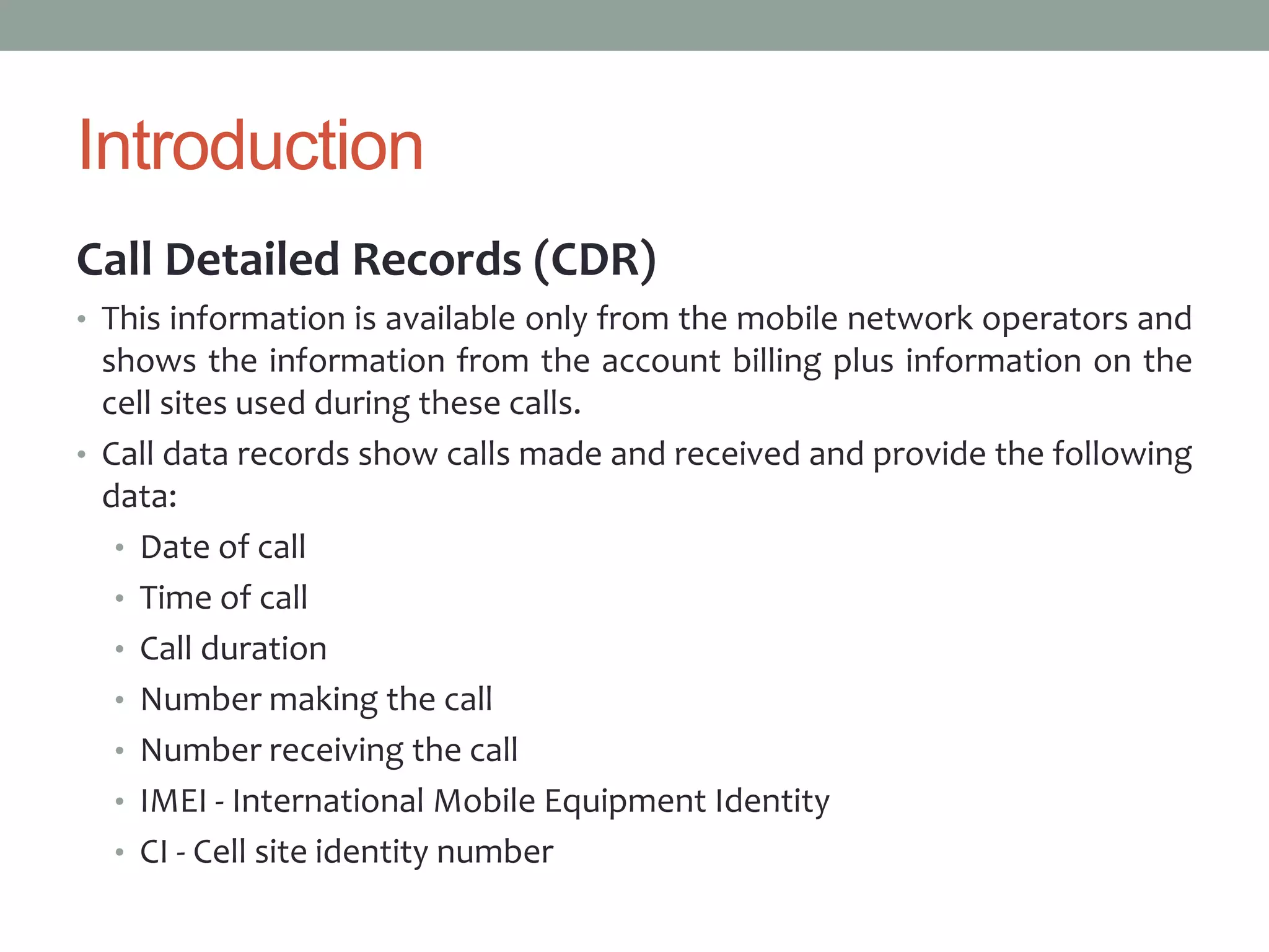 Guideline for Call Data Record Analysis by Raghu Khimani | PPTX