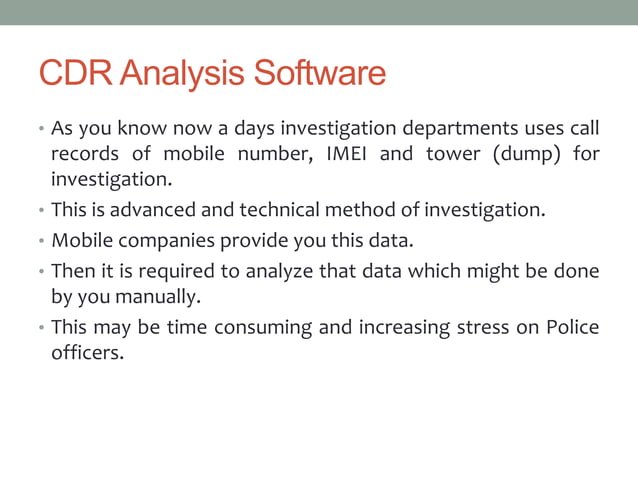 Guideline for Call Data Record Analysis by Raghu Khimani | PPTX