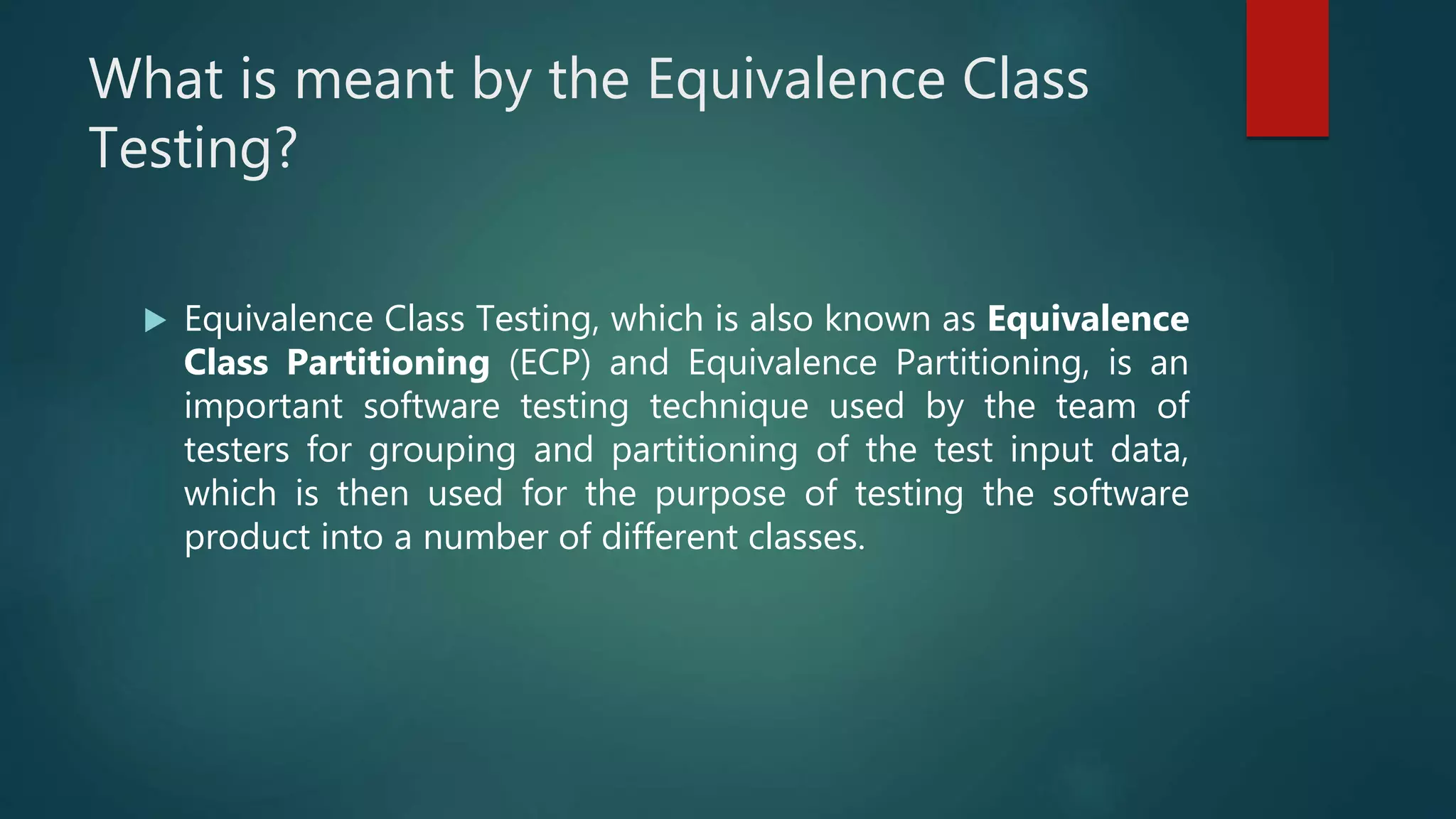 Guideline for euivalence class testing | PPTX | Standardized Testing ...