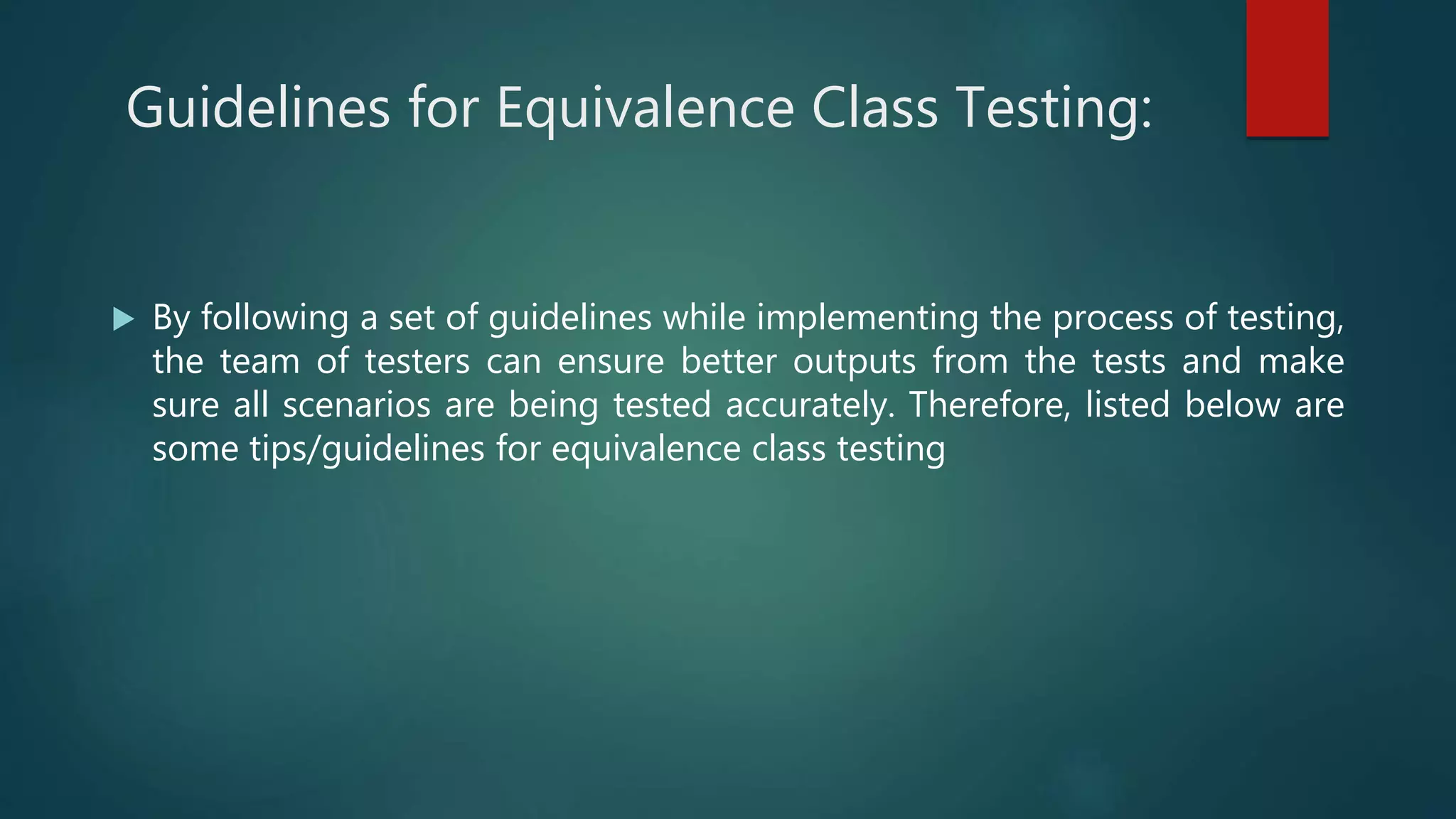 Guideline for euivalence class testing | PPT