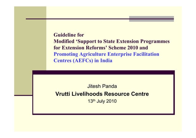 Guideline for Extension Reforms in India and AEFC 130710 | PDF