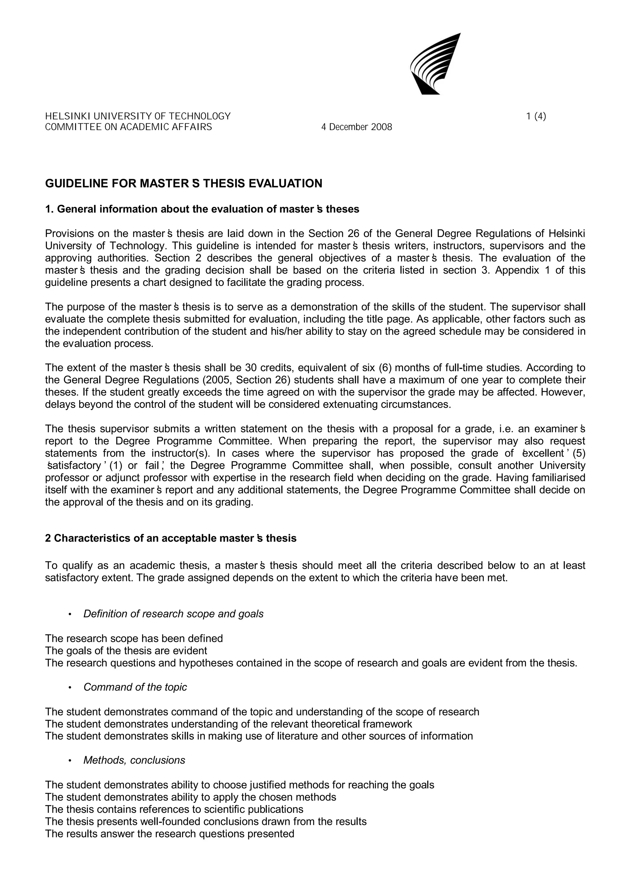 Guideline for master's thesis evaluation | PDF