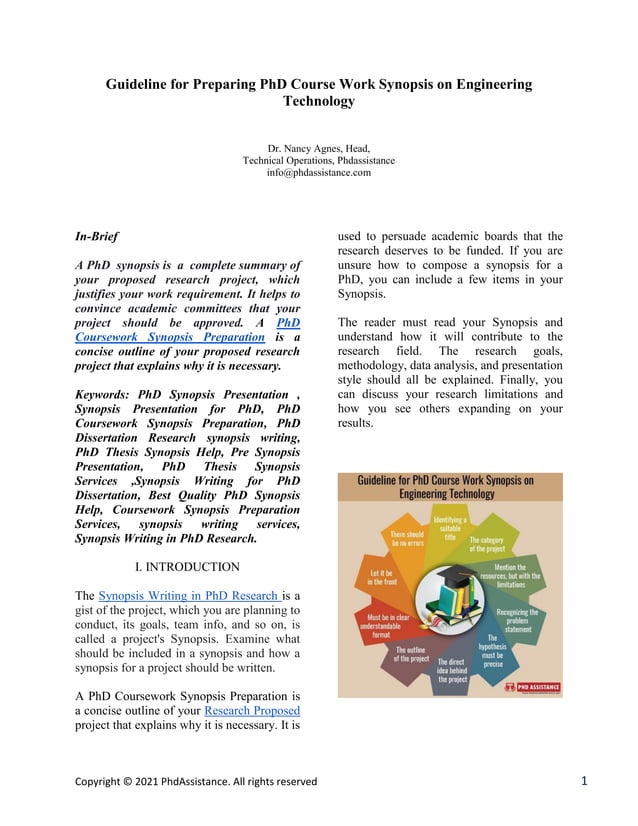 Guideline for Preparing PhD Course Work Synopsis on Engineering ...