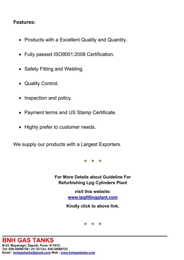 Guideline for Refurbishing LPG cylinders filling plant | PDF