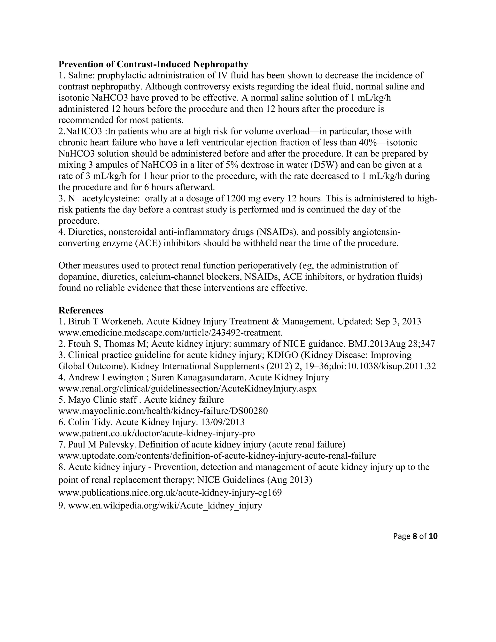 Guideline, management of acute kidney injury | PDF