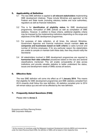 Malaysian SME Definition by SME Corp | PDF