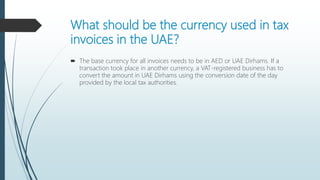 Guideline on creating VAT invoices in UAE | PPTX