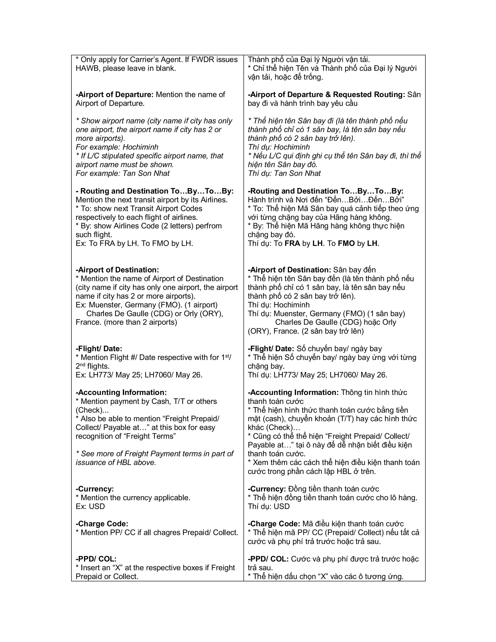 Guideline on issuance HAWB (ENG-VNM) | PDF