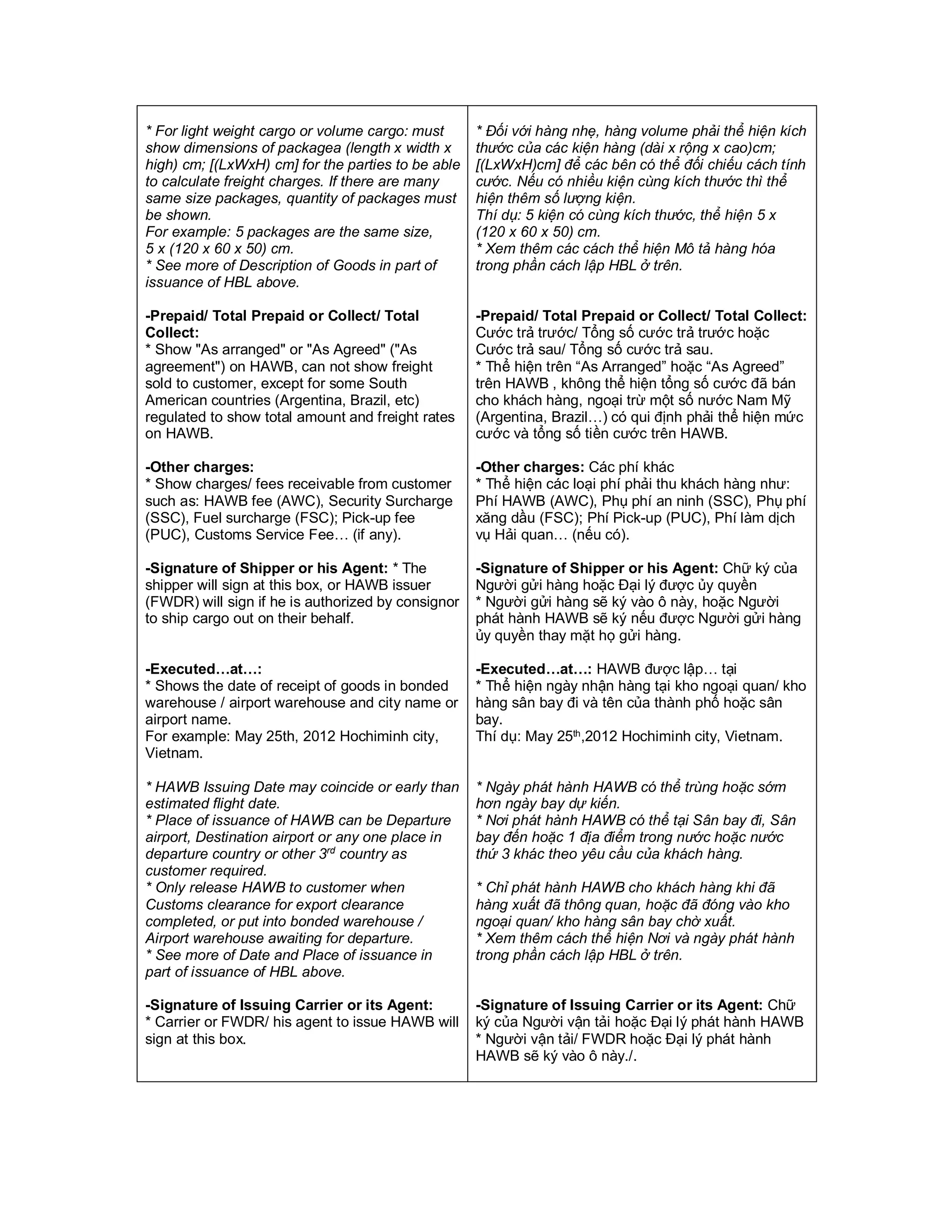 Guideline on issuance HAWB (ENG-VNM) | PDF