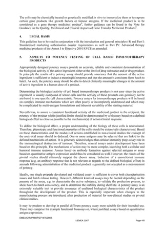 Guideline on potency testing of cell based immunotherapy medicinal ...