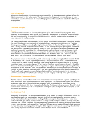 Transition Year Guidelines | PDF