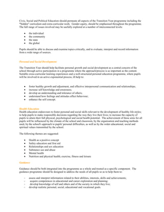 Transition Year Guidelines | PDF