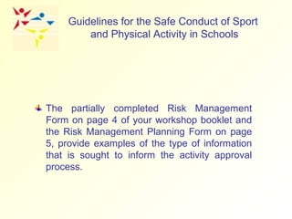 Guidelines for the Safe Conduct of Sport | PPT