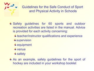 Guidelines for the Safe Conduct of Sport | PPT