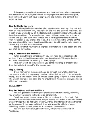 Guidelines for e-learning project | PDF | Educational Assessment ...