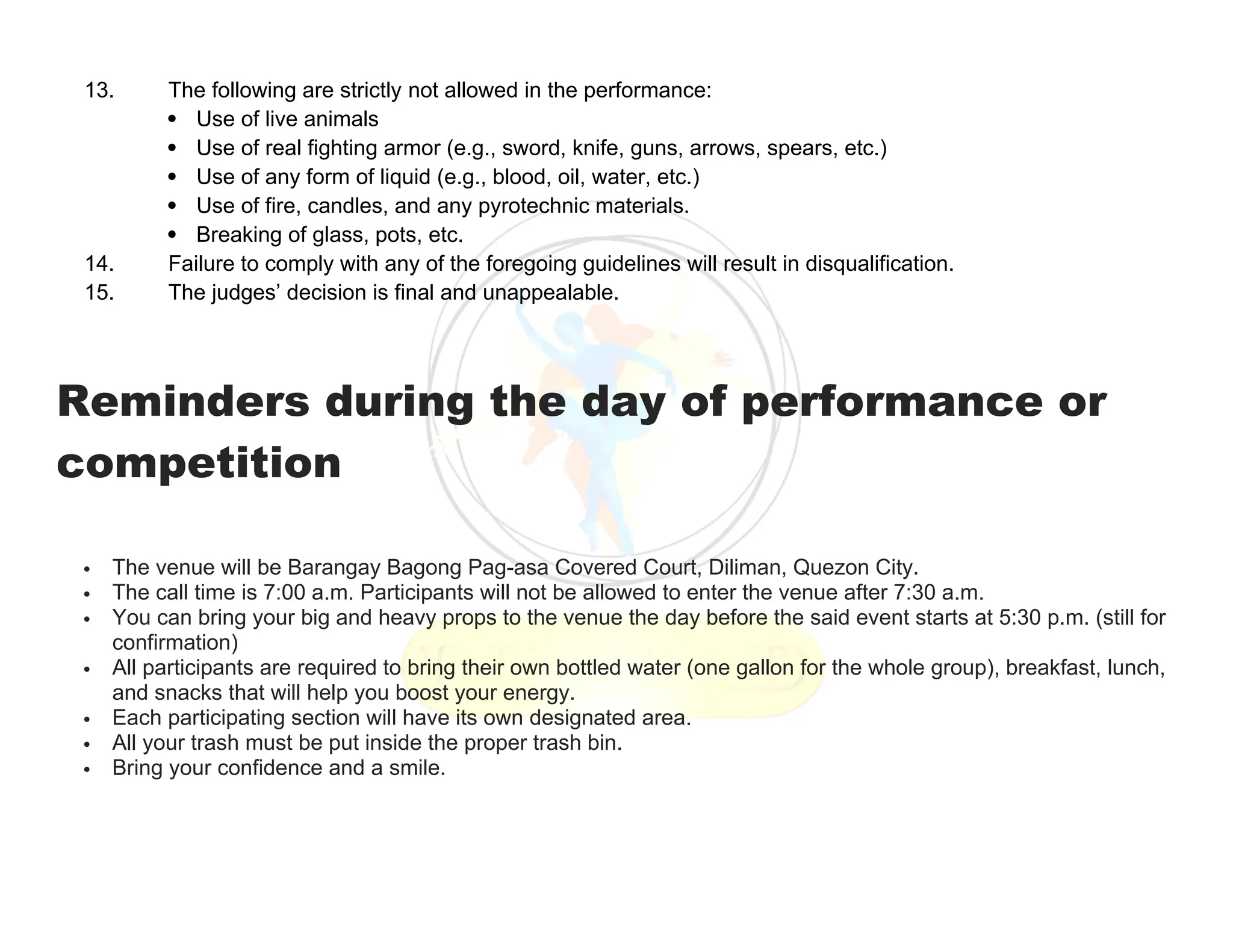 Dance contest guidelines for the dance competition | DOCX
