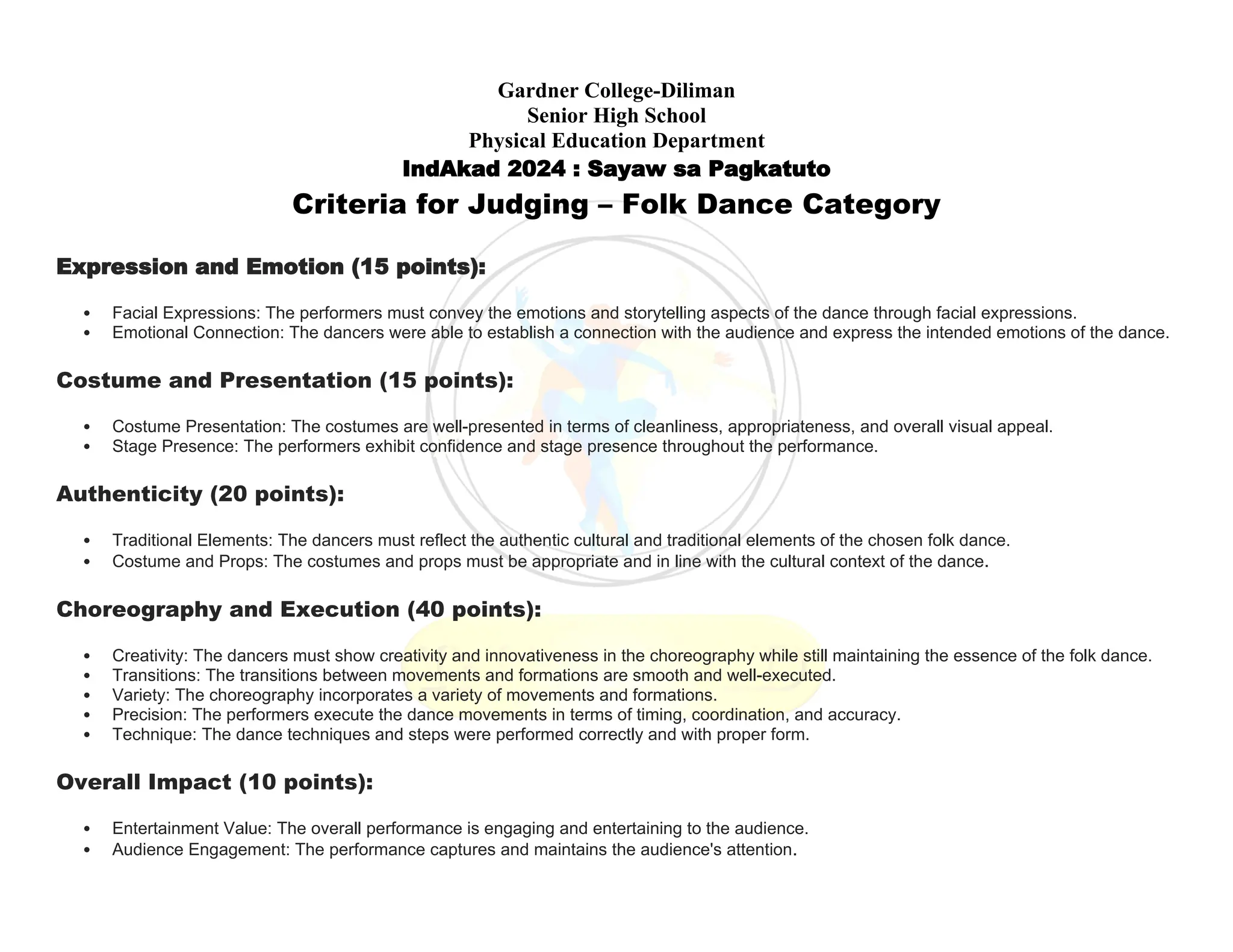 Dance contest guidelines for the dance competition | DOCX
