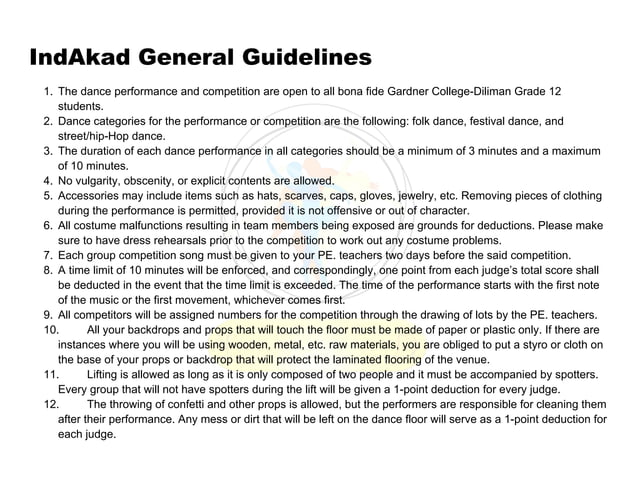 Dance contest guidelines for the dance competition | DOCX