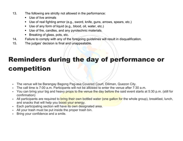 Dance contest guidelines for the dance competition | DOCX