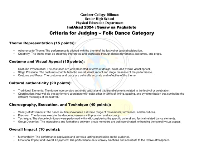Dance contest guidelines for the dance competition | DOCX