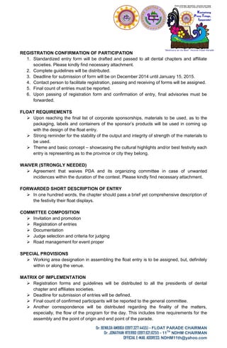 PDA Festive Float Parade 2014 - Guidelines | PDF