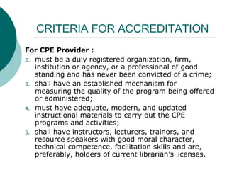 Guidelines for CPE for Librarians | PPT