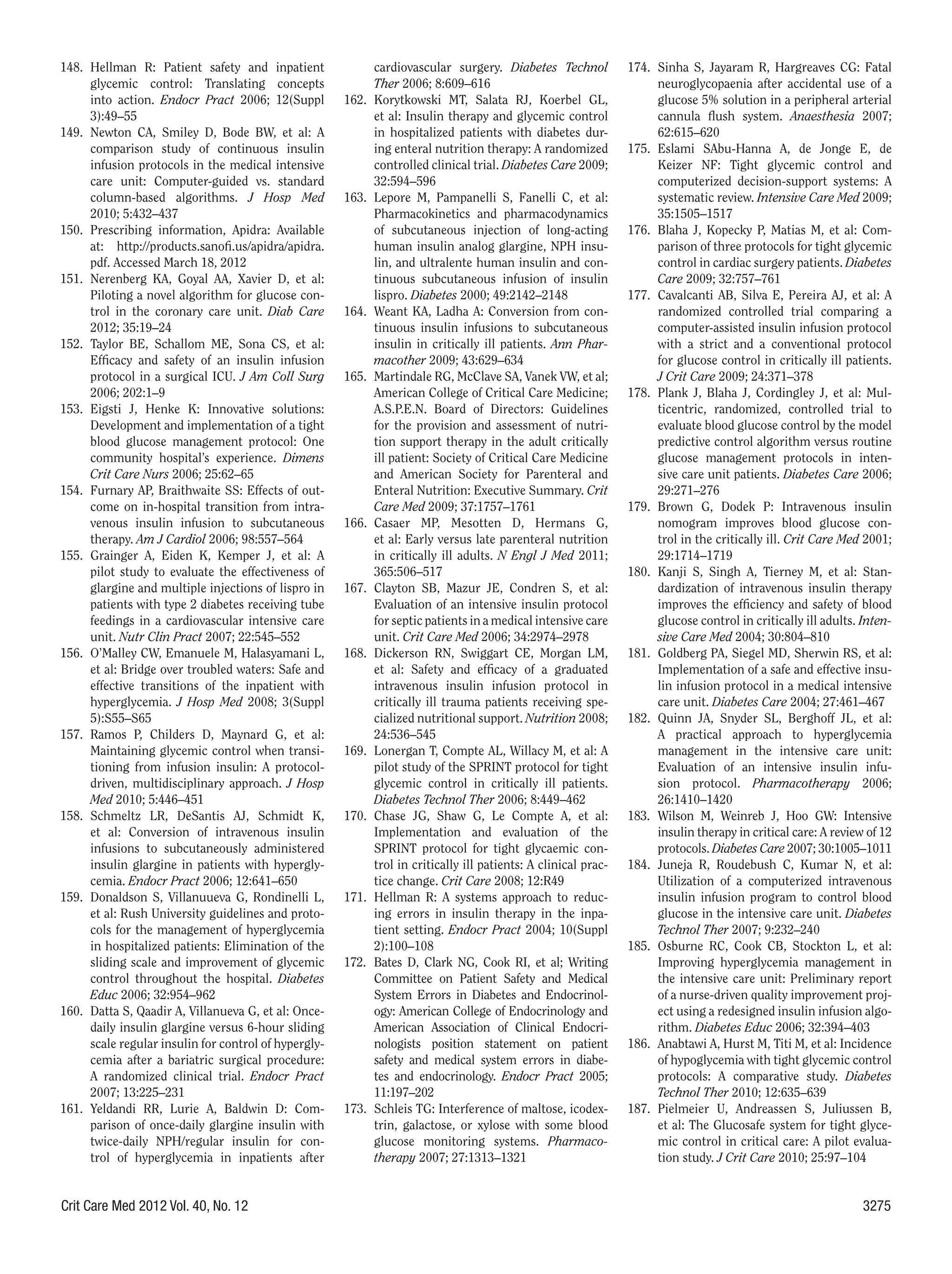 Guidelines For The Use Of An Insulin Infusion For The Management Of Hyperglicemia In Critically