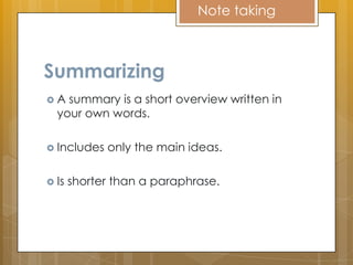 Guidelines notetaking | PPTX