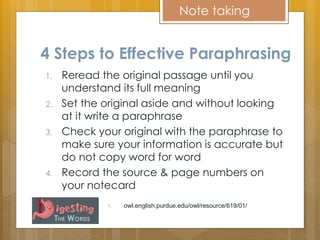 Guidelines for NoteTaking | PPTX | Education